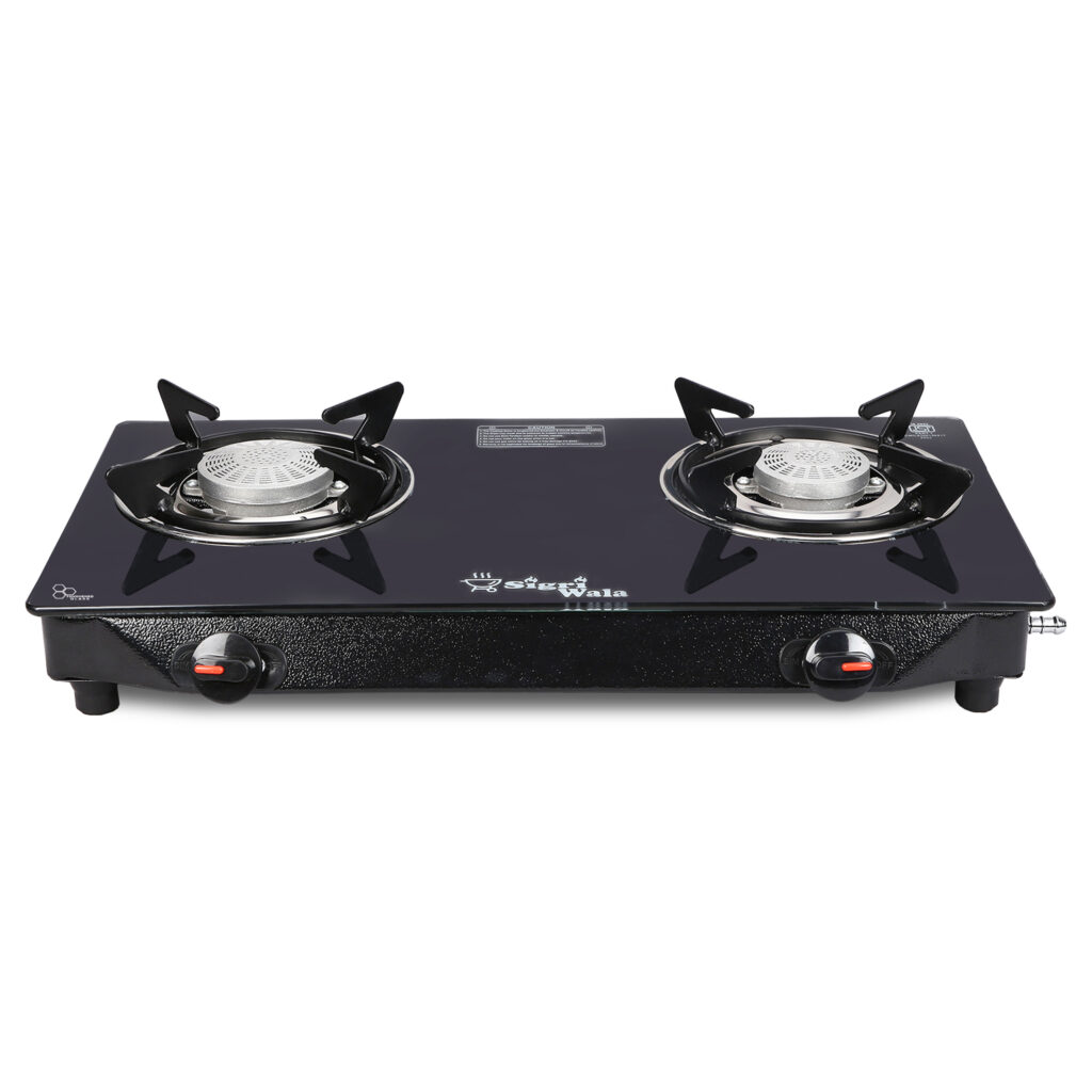 Buy 2 Burner Glass Gas Stove with Aluminium Burners – Manual Ignition ...